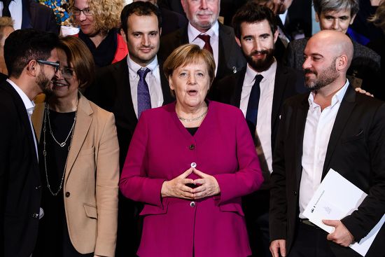 German Chancellor Angela Merkel C Poses Editorial Stock Photo - Stock ...
