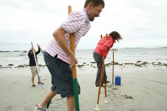 Stilt Walking Race On Beach Rocqaine Editorial Stock Photo - Stock ...