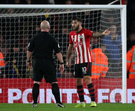 Charlie Austin Southampton Argues Referee Simon Editorial Stock Photo ...