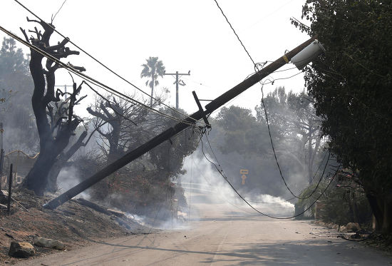Downed Power Lines Telephone Poles Burnt Editorial Stock Photo - Stock ...