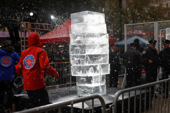 Men Make Ice Sculpture During Snow Editorial Stock Photo - Stock Image ...