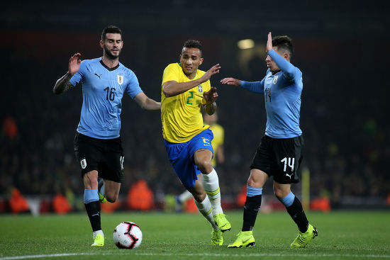 Arthur Brazil Bursts Through Uruguay Defence Editorial Stock Photo ...