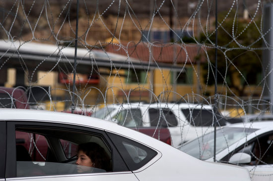 Girl Sits Car Next Concertina Wire Editorial Stock Photo - Stock Image ...
