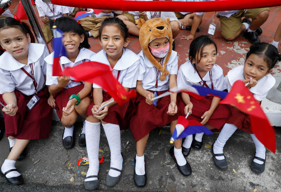 Filipino Elementary Students Hold Philippines China Editorial Stock ...
