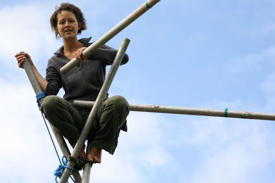 Protester Builds Scaffold Pyramid Hang Banner Editorial Stock Photo ...
