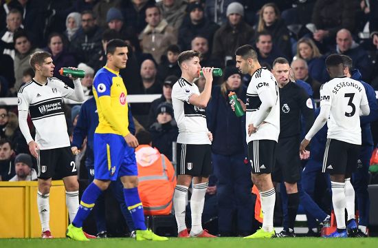 Fulham Players Drink Gatorade Bottles During Editorial Stock Photo ...