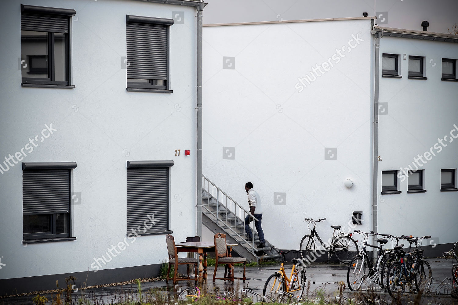 Man Walks Steps Apartment Building Industrial Editorial Stock Photo ...