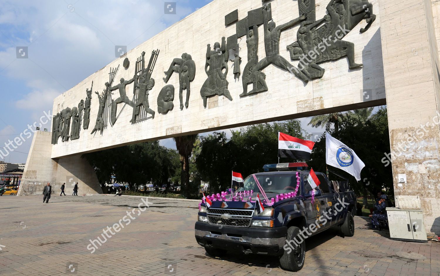 POLICE TRUCK DECORATED IRAQI FLAGS BALLOONS Editorial Stock Photo ...