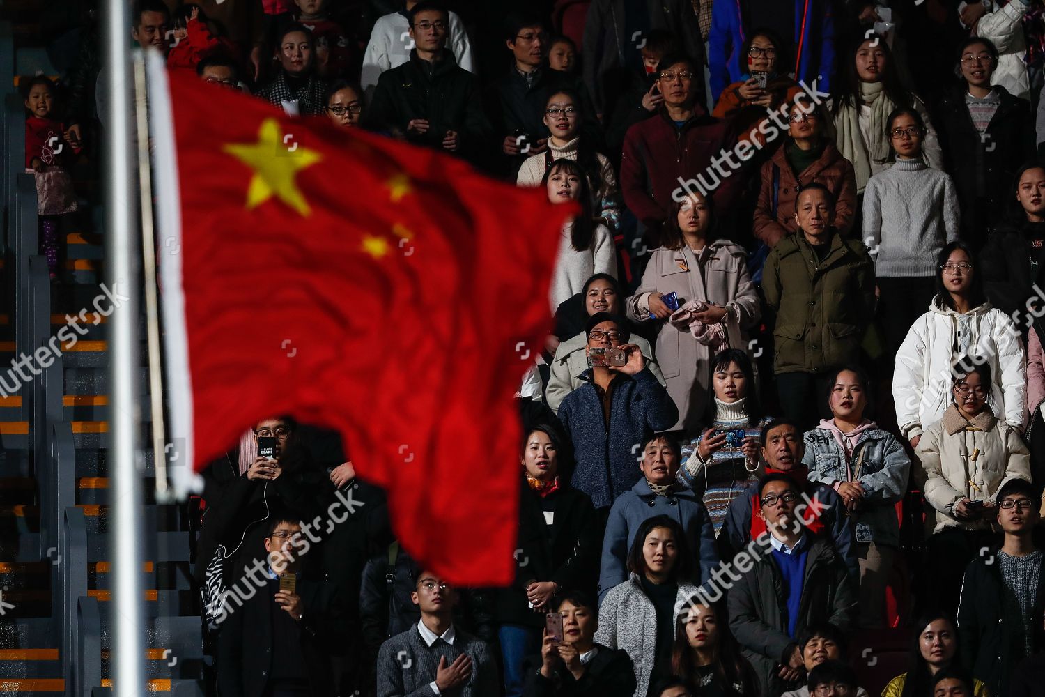 Chinese People Look Chinese Flag They Editorial Stock Photo - Stock ...