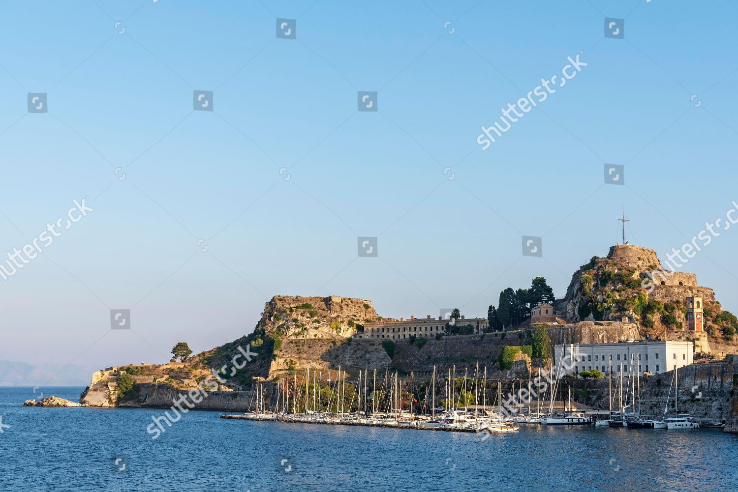 Boat Harbour Mandraki Old Fortress Kerkyra Editorial Stock Photo ...