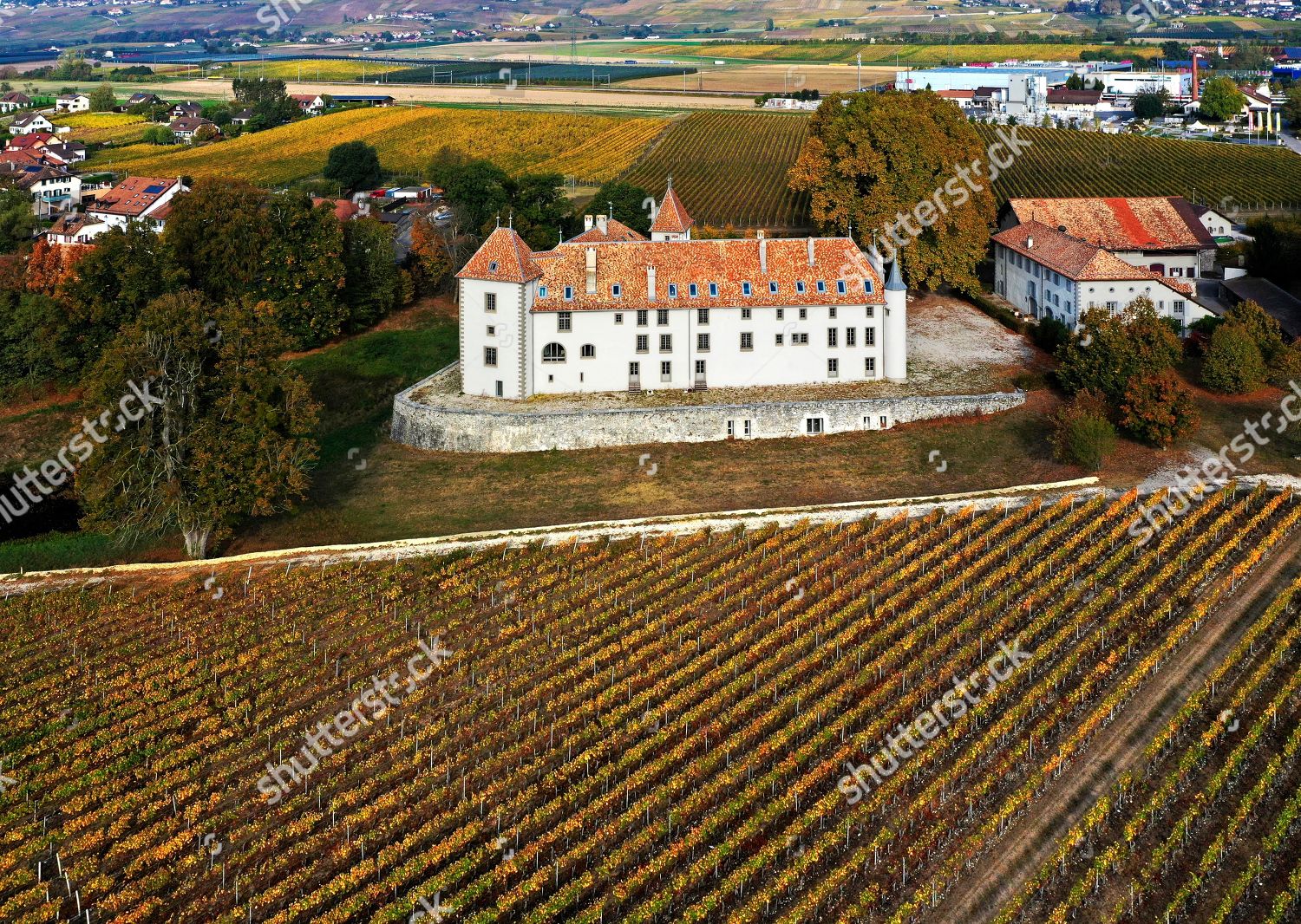 Drone Image Village Castle Allaman Surrounded Editorial Stock Photo ...