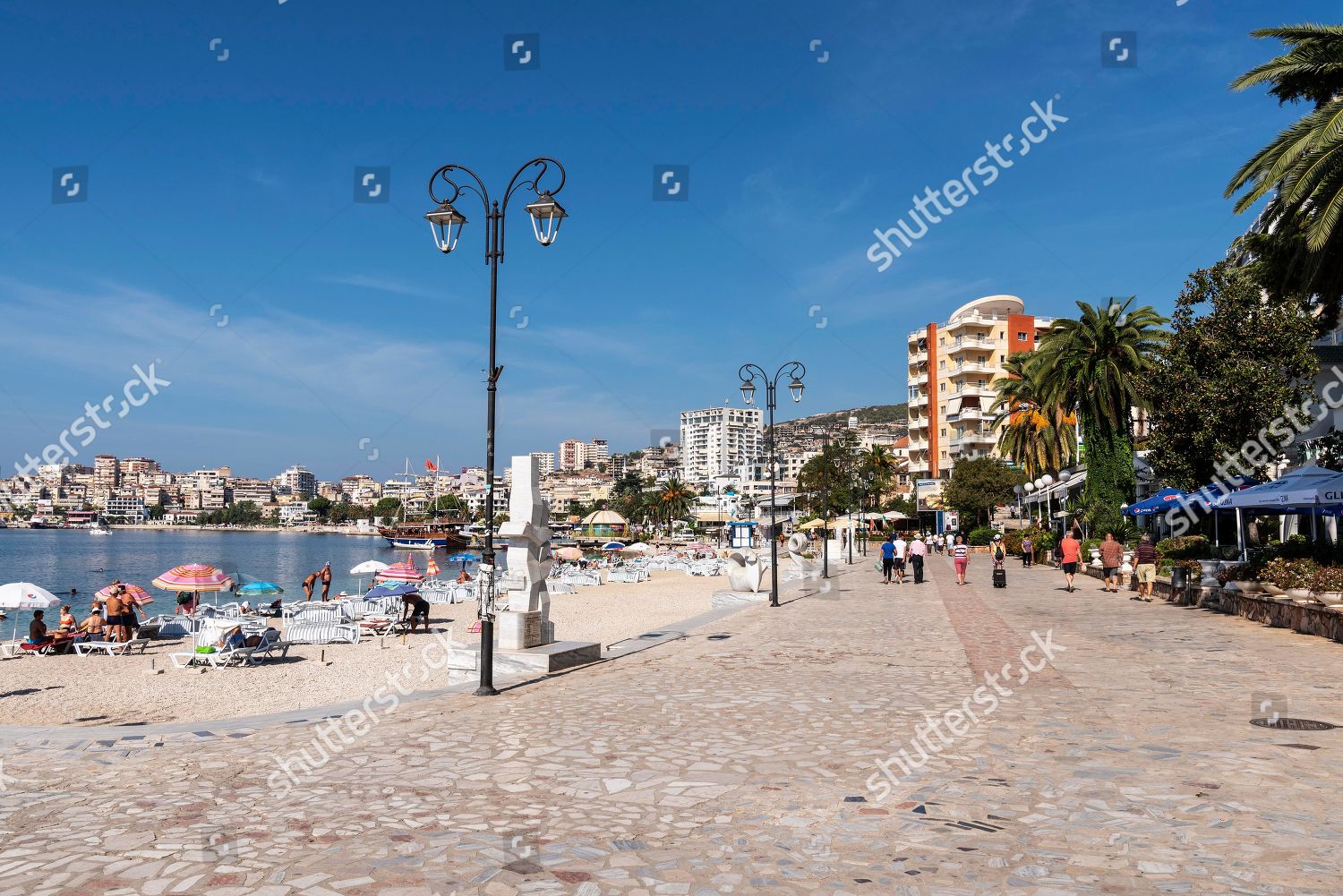 Beach Promenade City View Saranda Albania Editorial Stock Photo - Stock ...