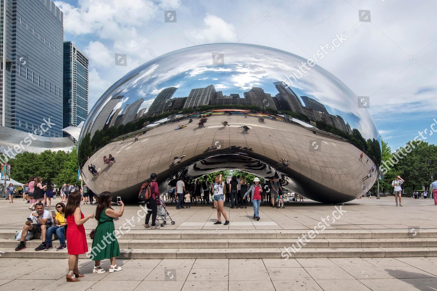 Mirroring Sculpture Cloud Gate Bean By Editorial Stock Photo - Stock ...