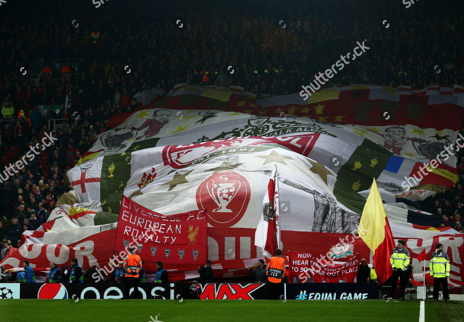 Liverpool Fans Display Large Banner Editorial Stock Photo - Stock Image ...