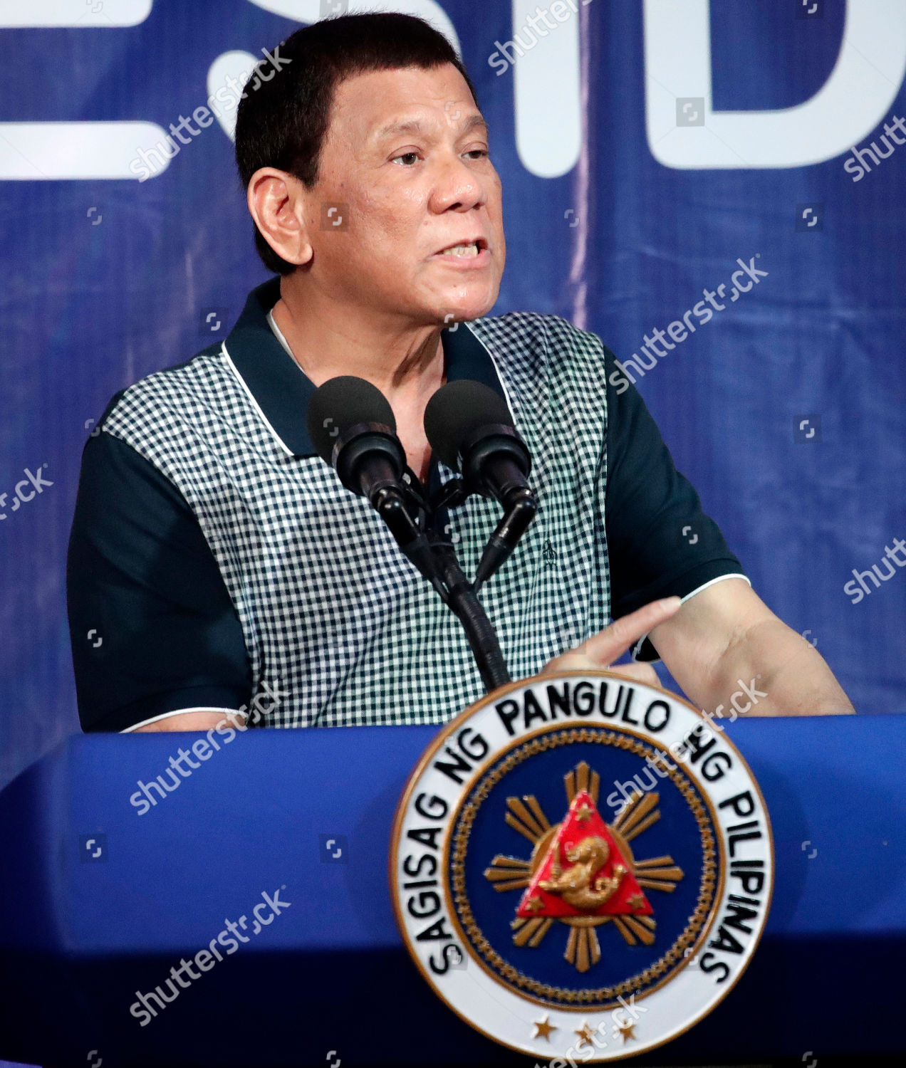 Filipino President Rodrigo Duterte Gestures During Editorial Stock ...