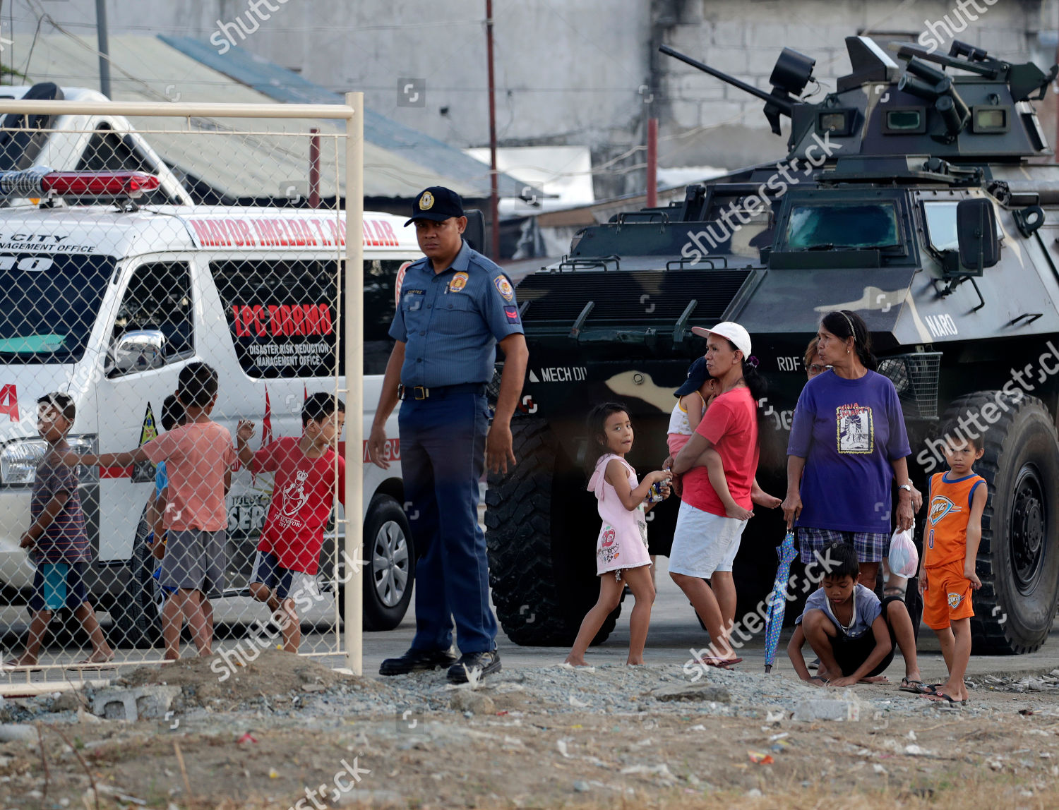 Filipino Policeman Stands Guard Next Armoured Editorial Stock Photo ...