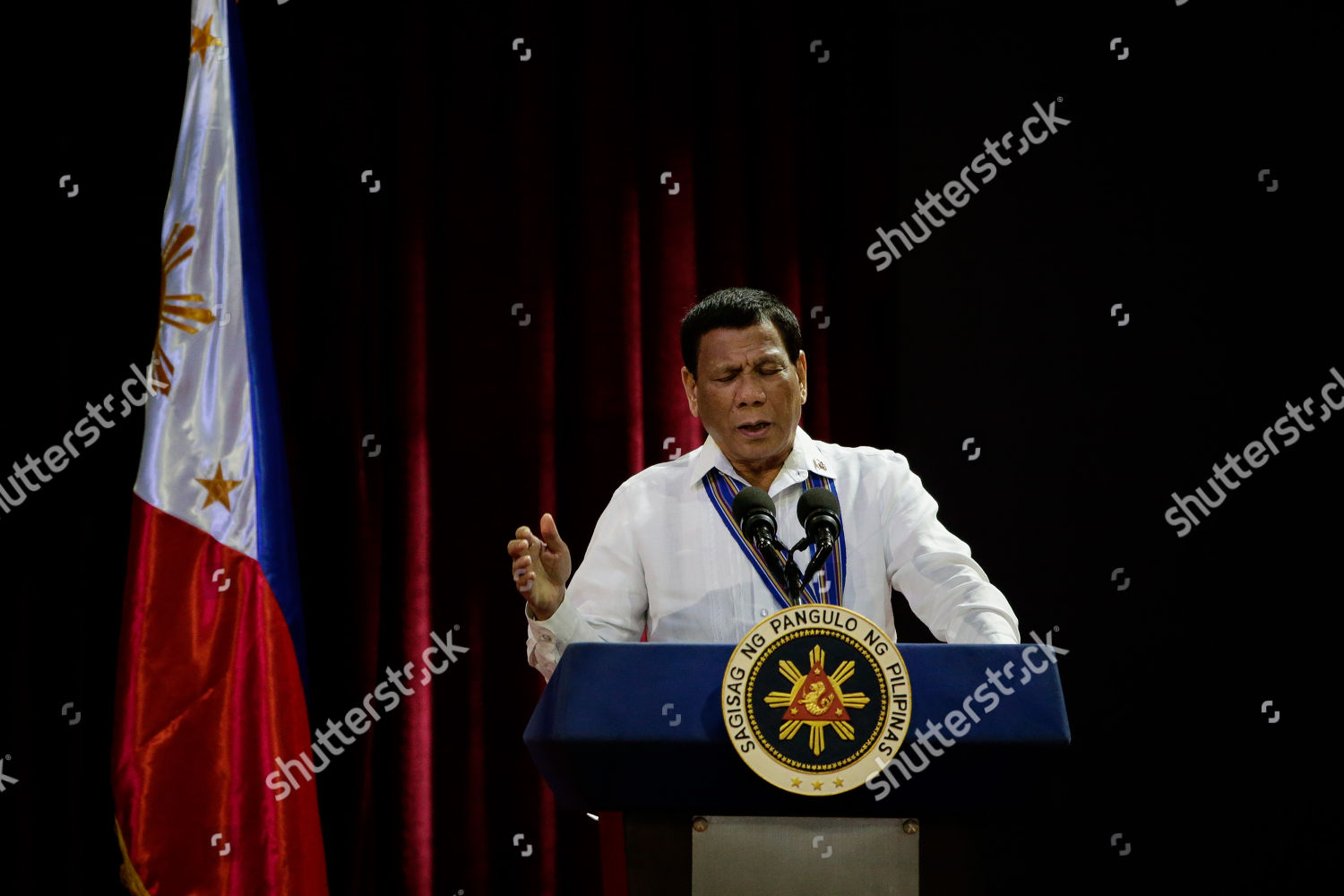 Philippine President Rodrigo Duterte Gestures He Editorial Stock Photo ...