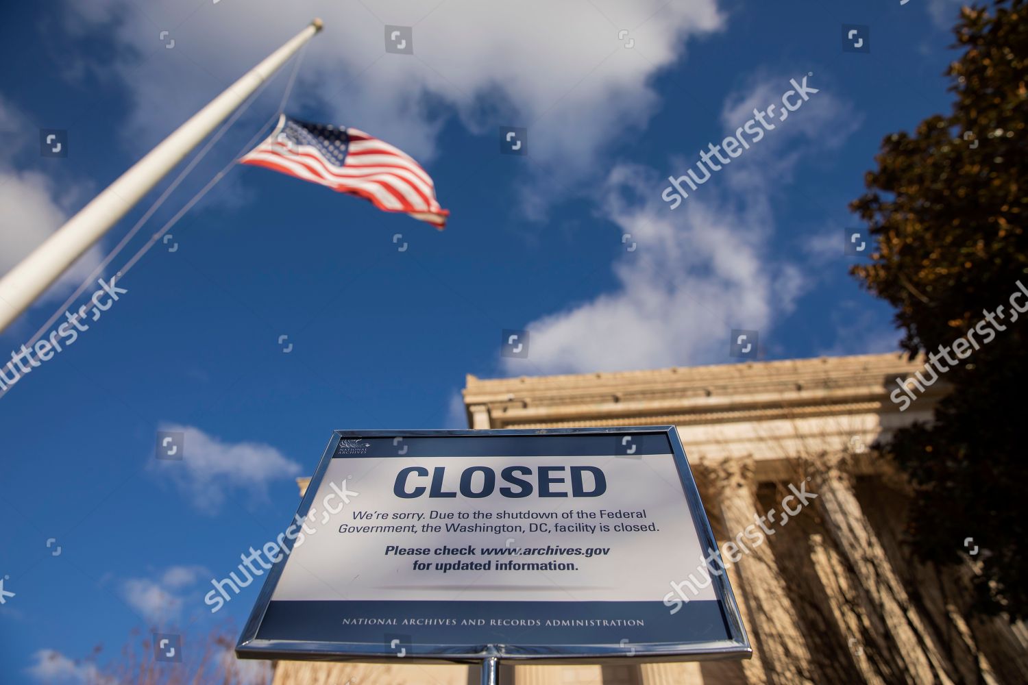 Sign Announces Closure National Archives Building Editorial Stock Photo ...