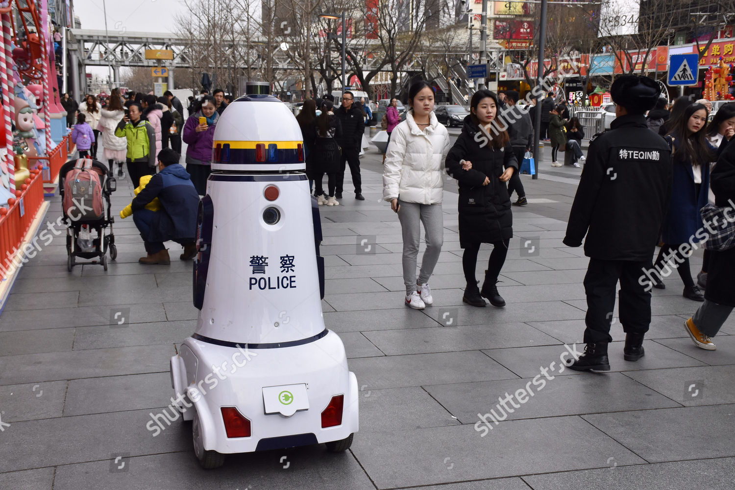 Robot Police Officer Patrols On Street Editorial Stock Photo - Stock ...