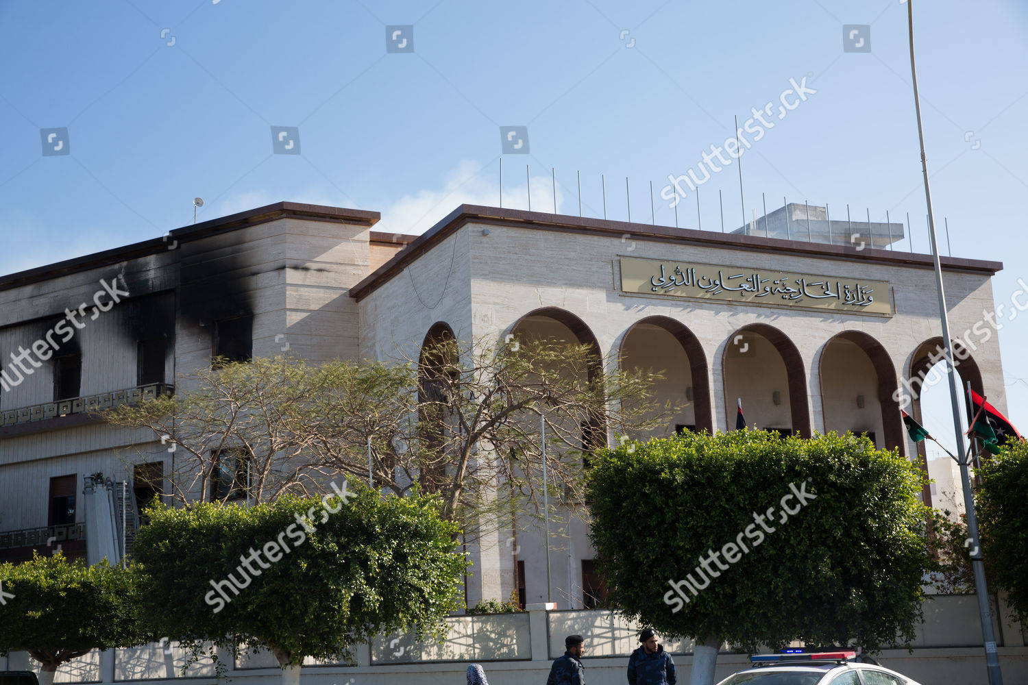Libyan Soldiers Stand Front Firedamaged Building Editorial Stock Photo ...
