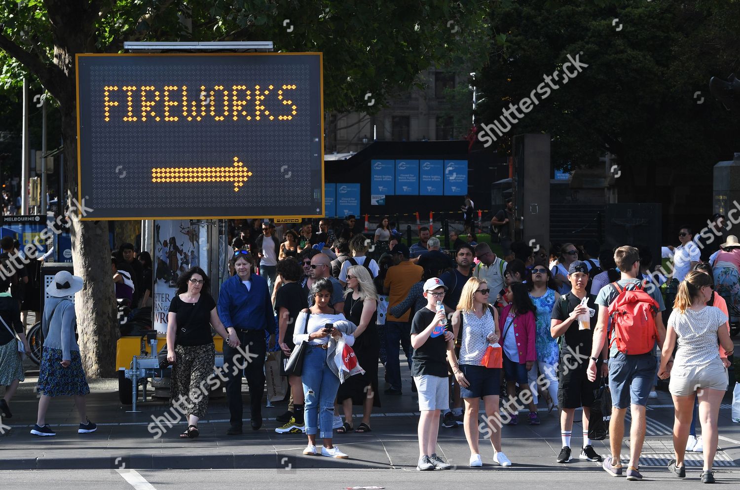 Sign Pointing Towards Fireworks Viewing Location Editorial Stock Photo ...