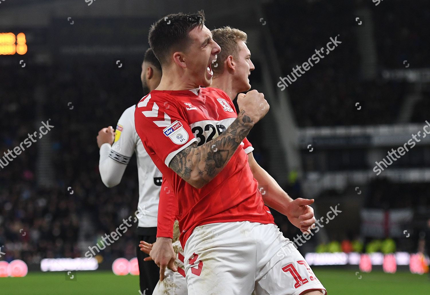 Jordan Hugill Middlesbrough Celebrates After Scoring Editorial Stock ...