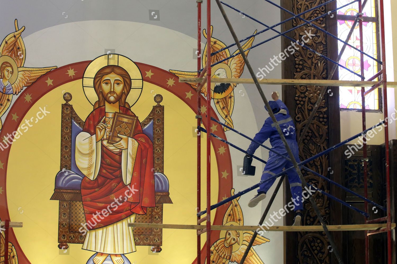 Laborers Work Newlyconstructed Nativity Christ Cathedral Editorial ...