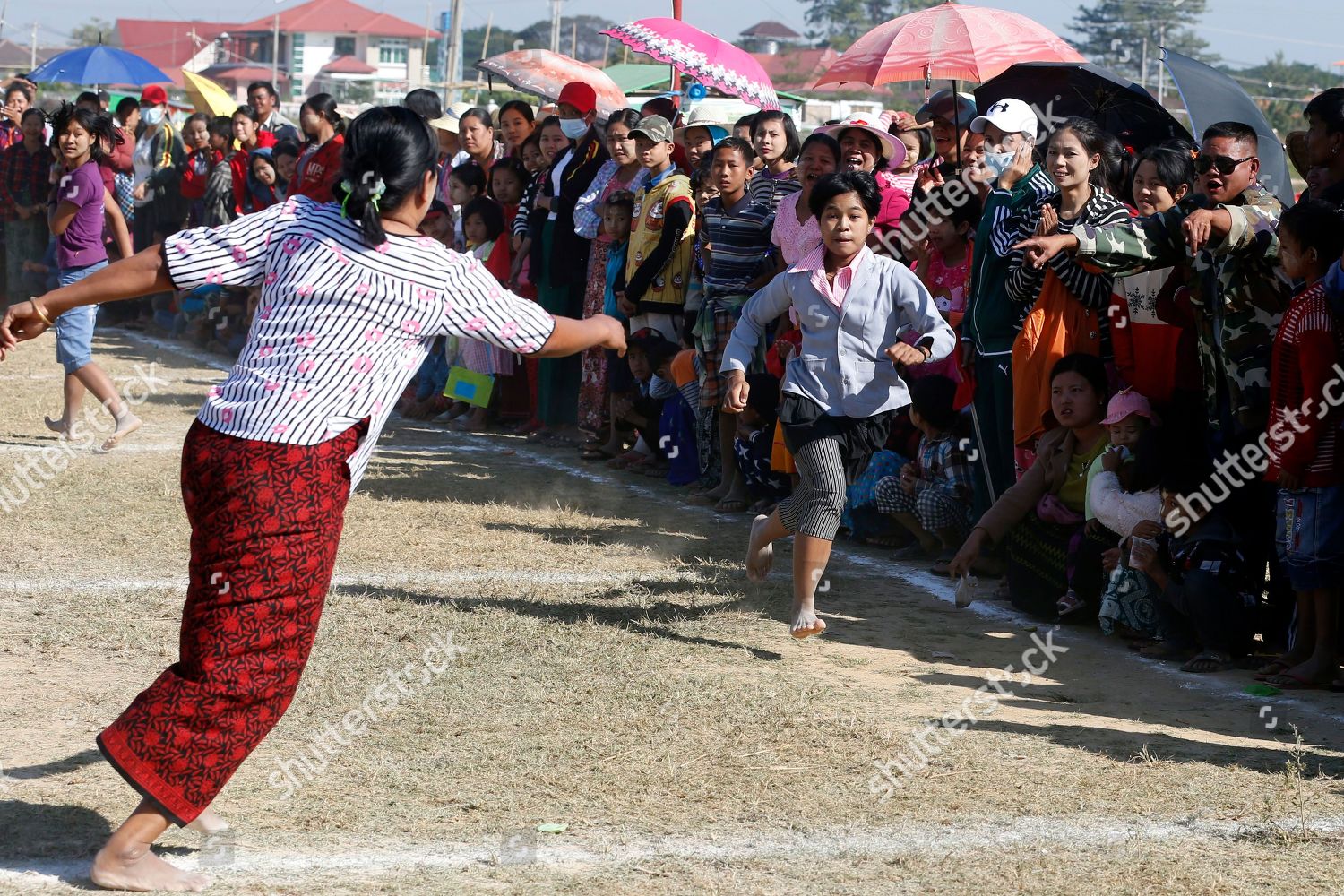 Women Participate Border Crossing Game During Editorial Stock Photo ...