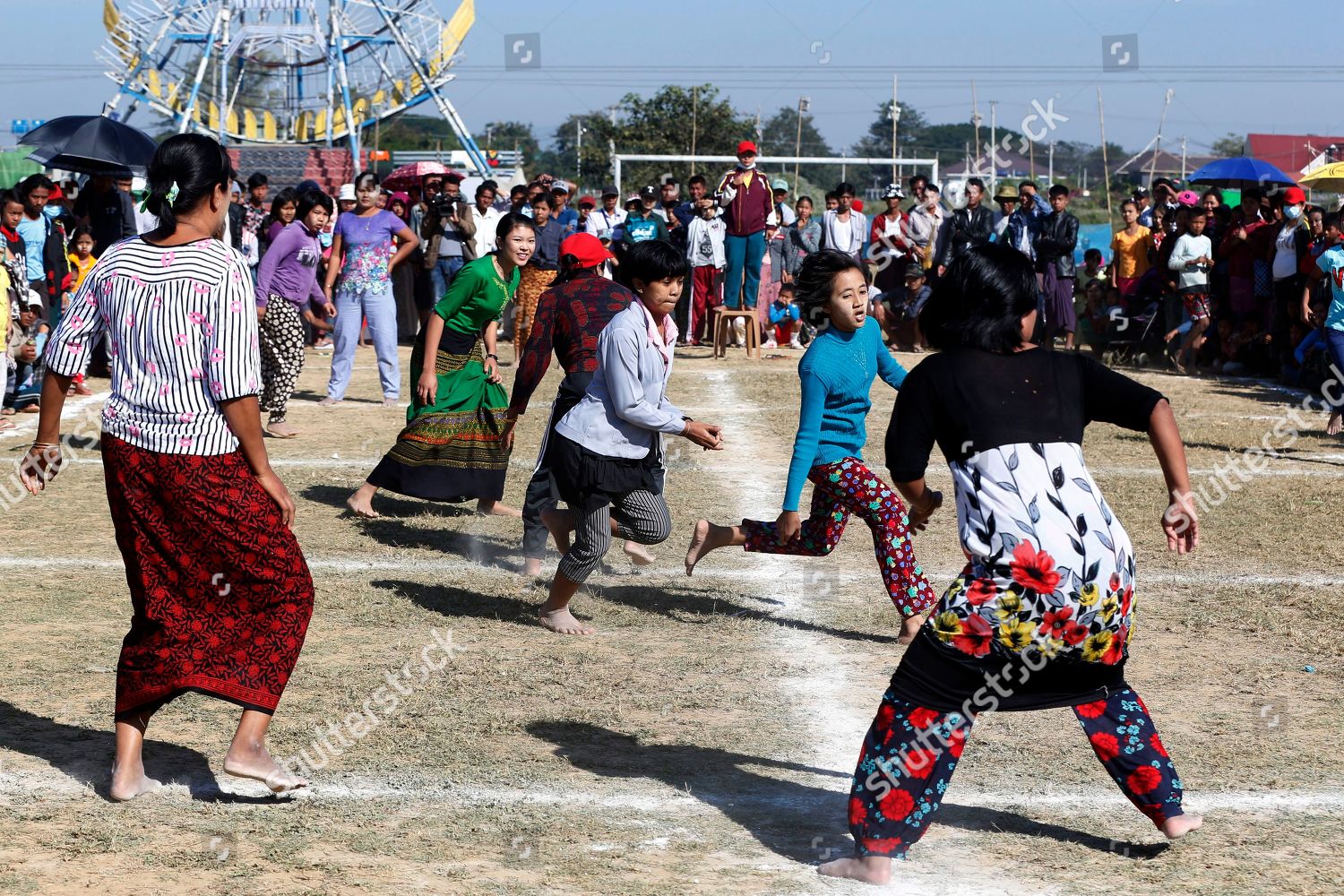 Women Participate Border Crossing Game During Editorial Stock Photo ...
