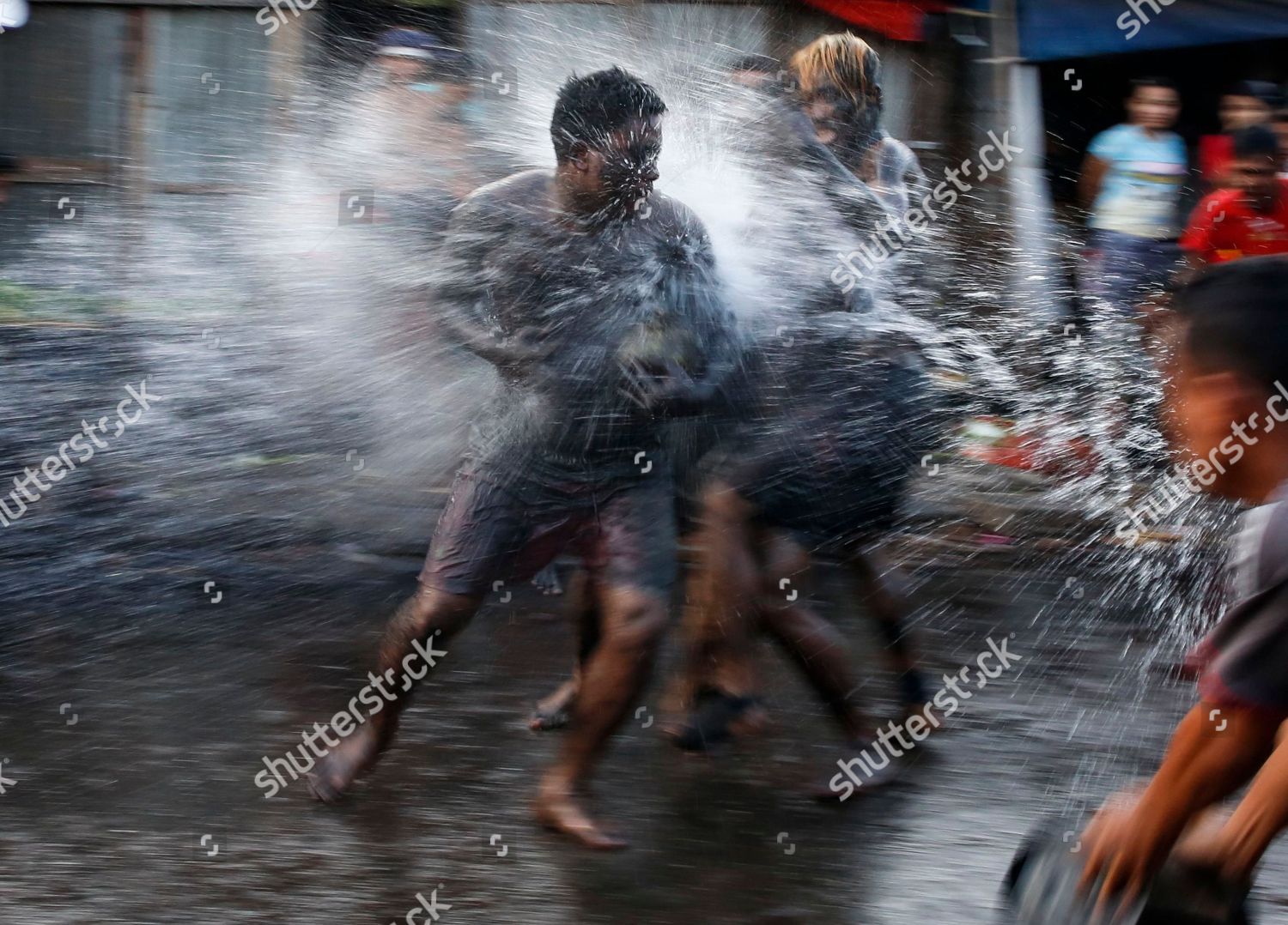 Myanmar Men Covered Lubricating Oil Compete Editorial Stock Photo ...