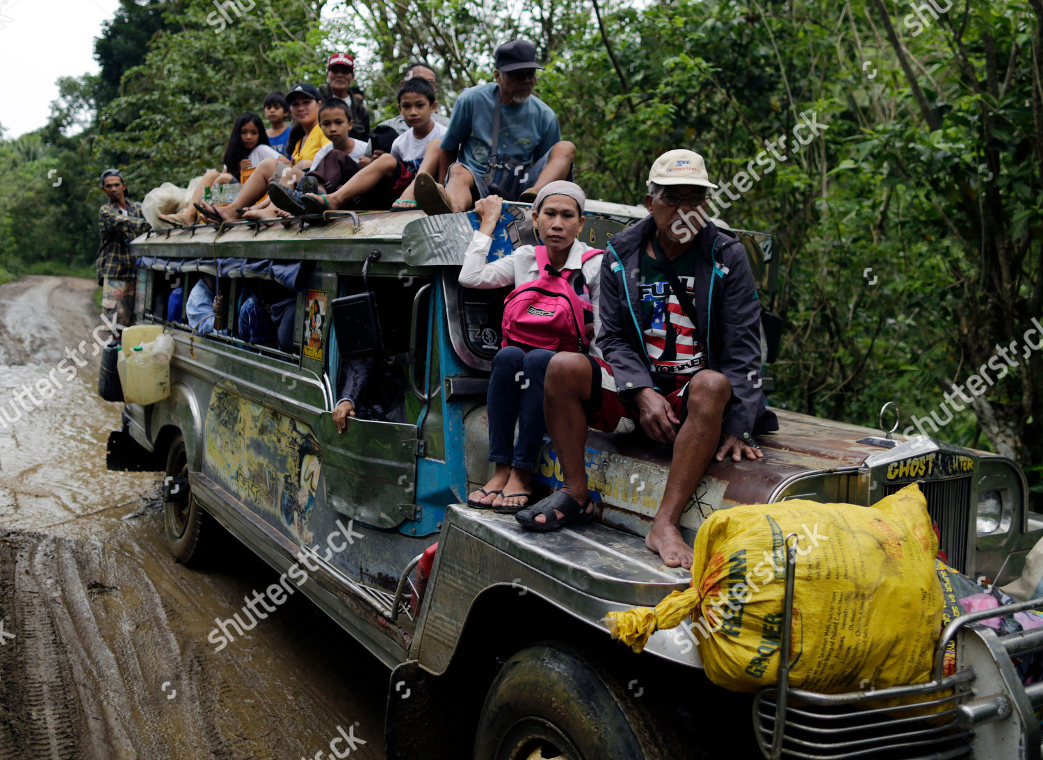 Filipino Villagers Riding On Jeepney Maneuver Editorial Stock Photo ...