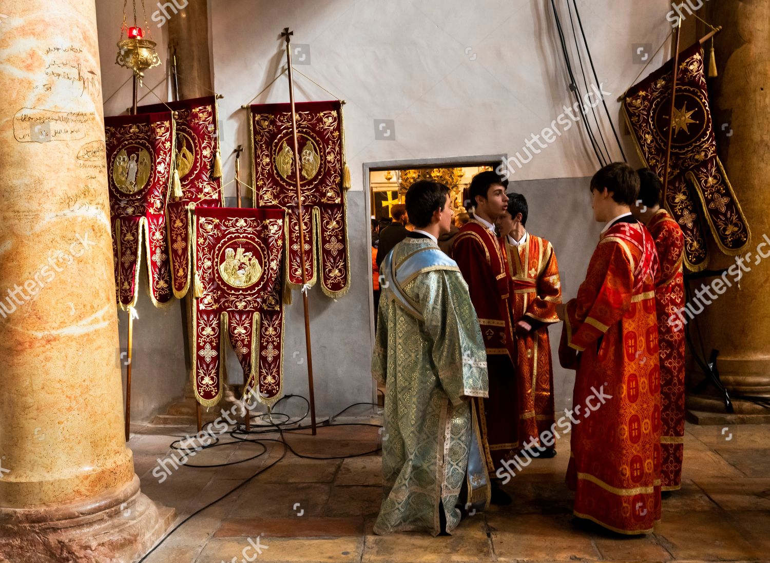 Greek Orthodox Altar Boys Gather Inside Editorial Stock Photo - Stock ...