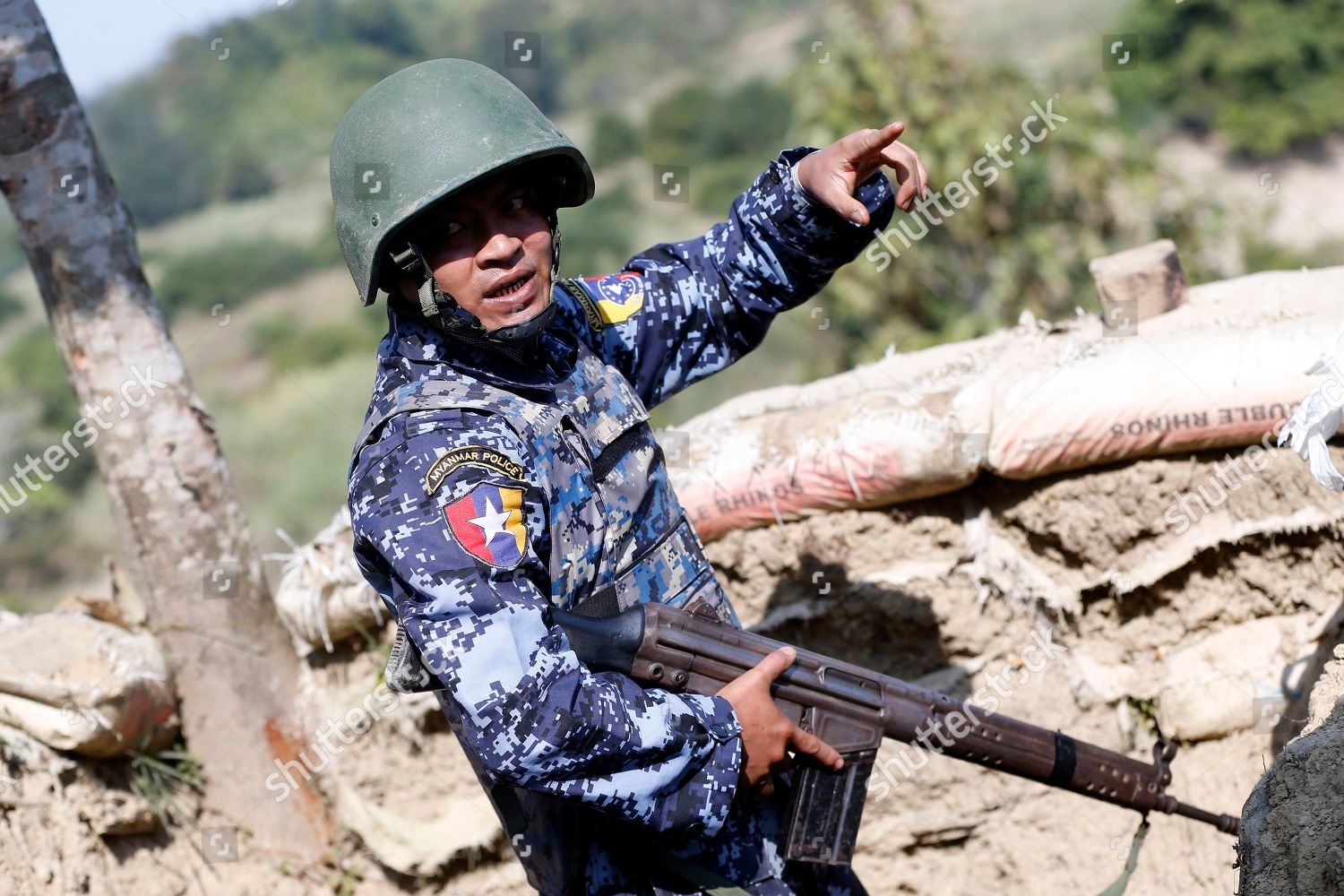 Myanmar Border Guard Police Officer Talks Editorial Stock Photo - Stock ...
