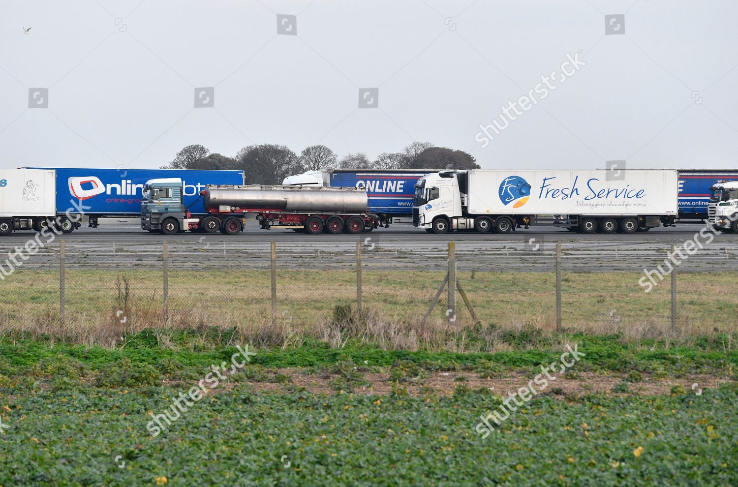 Lorries Seen Manston Airport Waiting Do Editorial Stock Photo - Stock ...