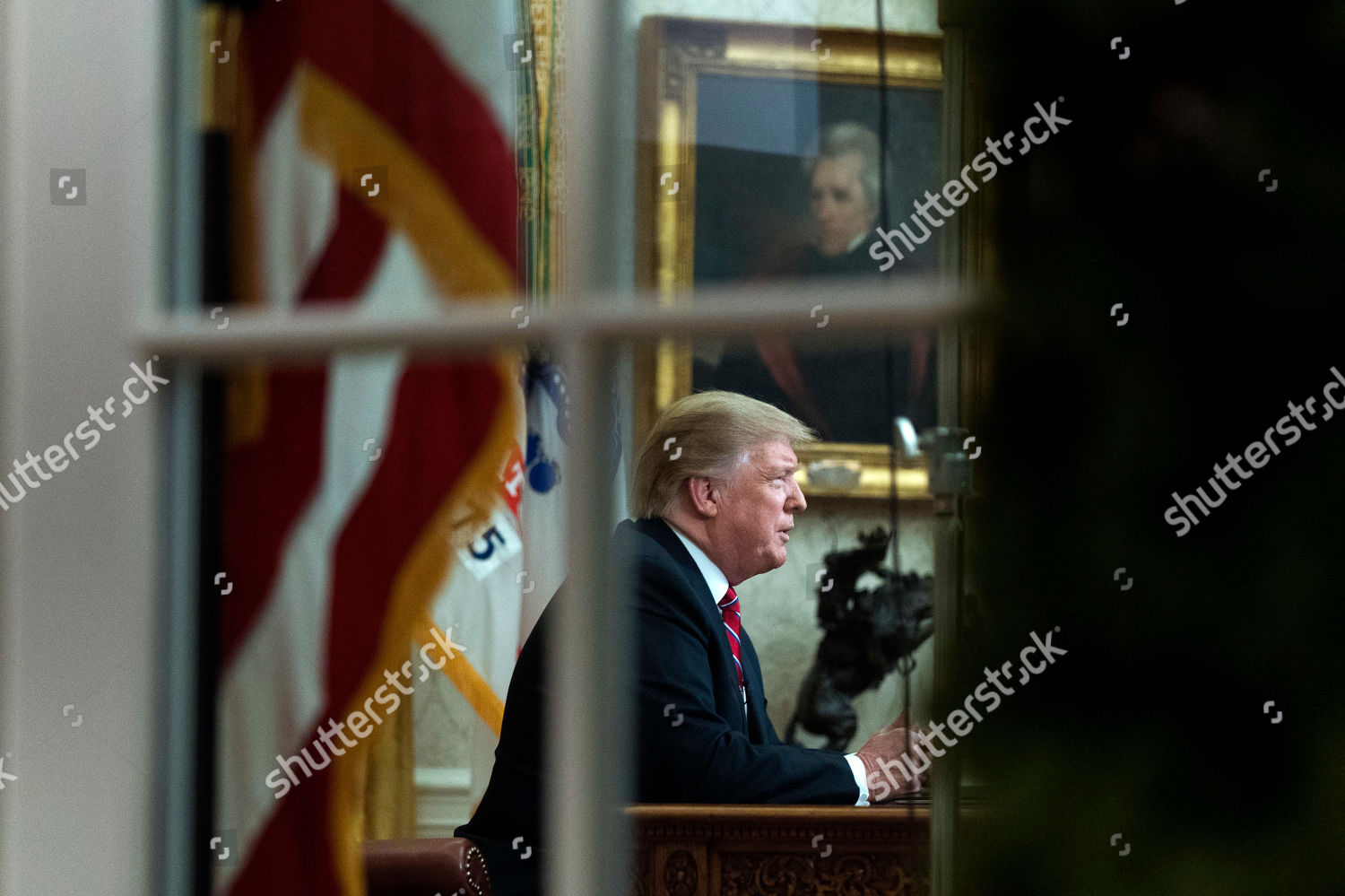 President Donald Trump Seen Through Window Editorial Stock Photo ...