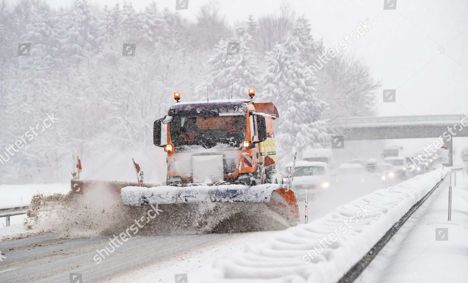 Snowplough Claers Autobahn 8 During Snowstorm Editorial Stock Photo ...