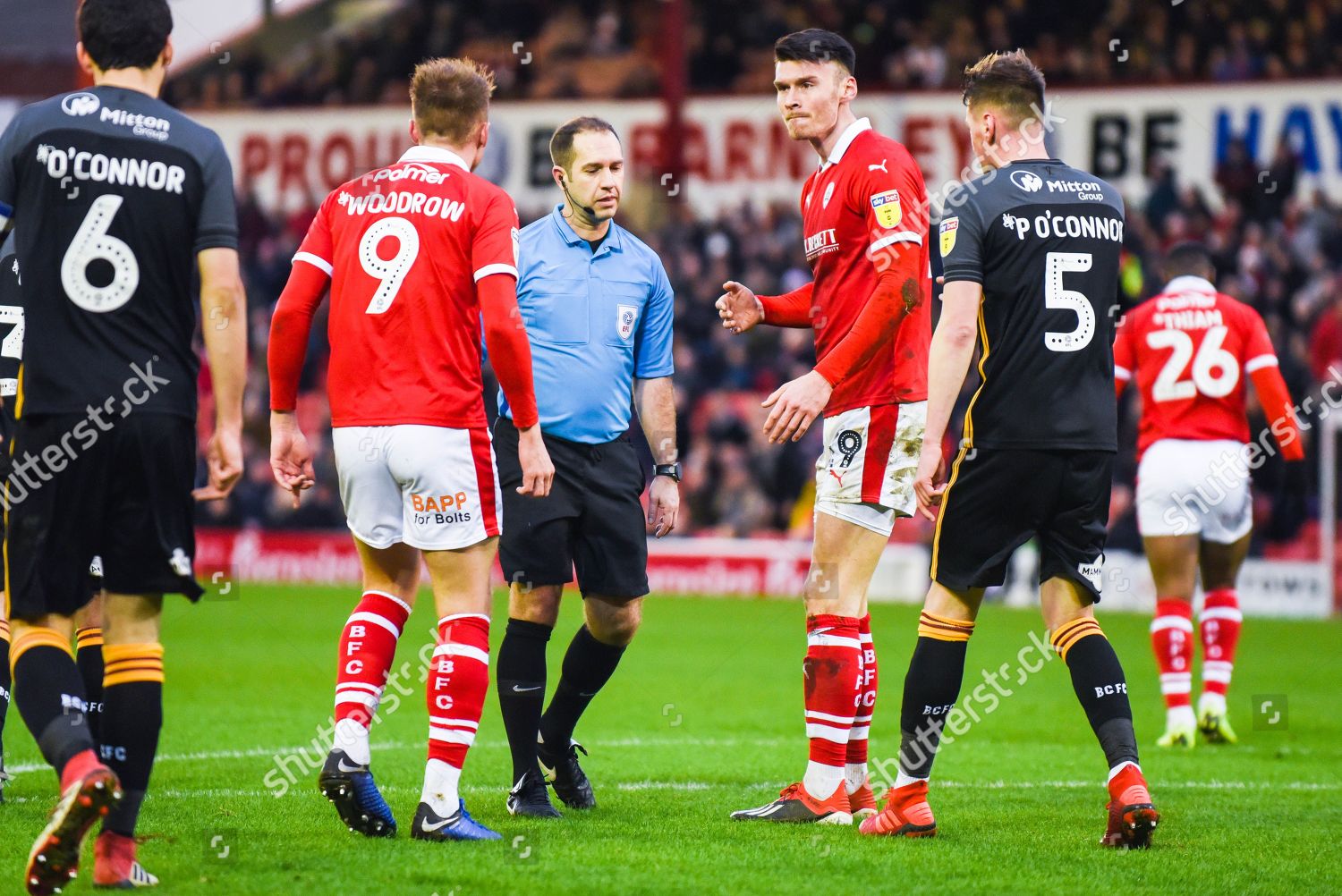 Jeremy Simpson Referee Talks Cauley Woodrow Editorial Stock Photo ...