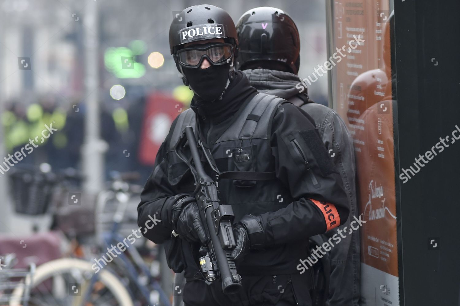 Policeman Pictured Flashball Gun During Demonstration Editorial Stock ...