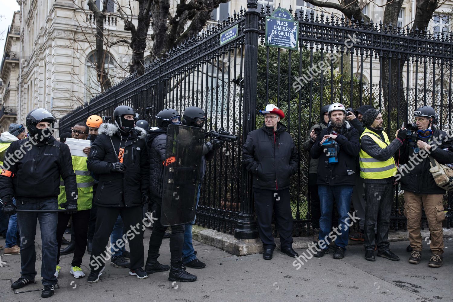 Anti Riot Police Flashball Facing Demonstrator Editorial Stock Photo ...