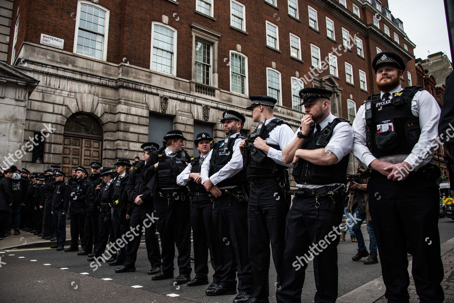 Police Officers Barricade Whitehall During Protest Editorial Stock ...