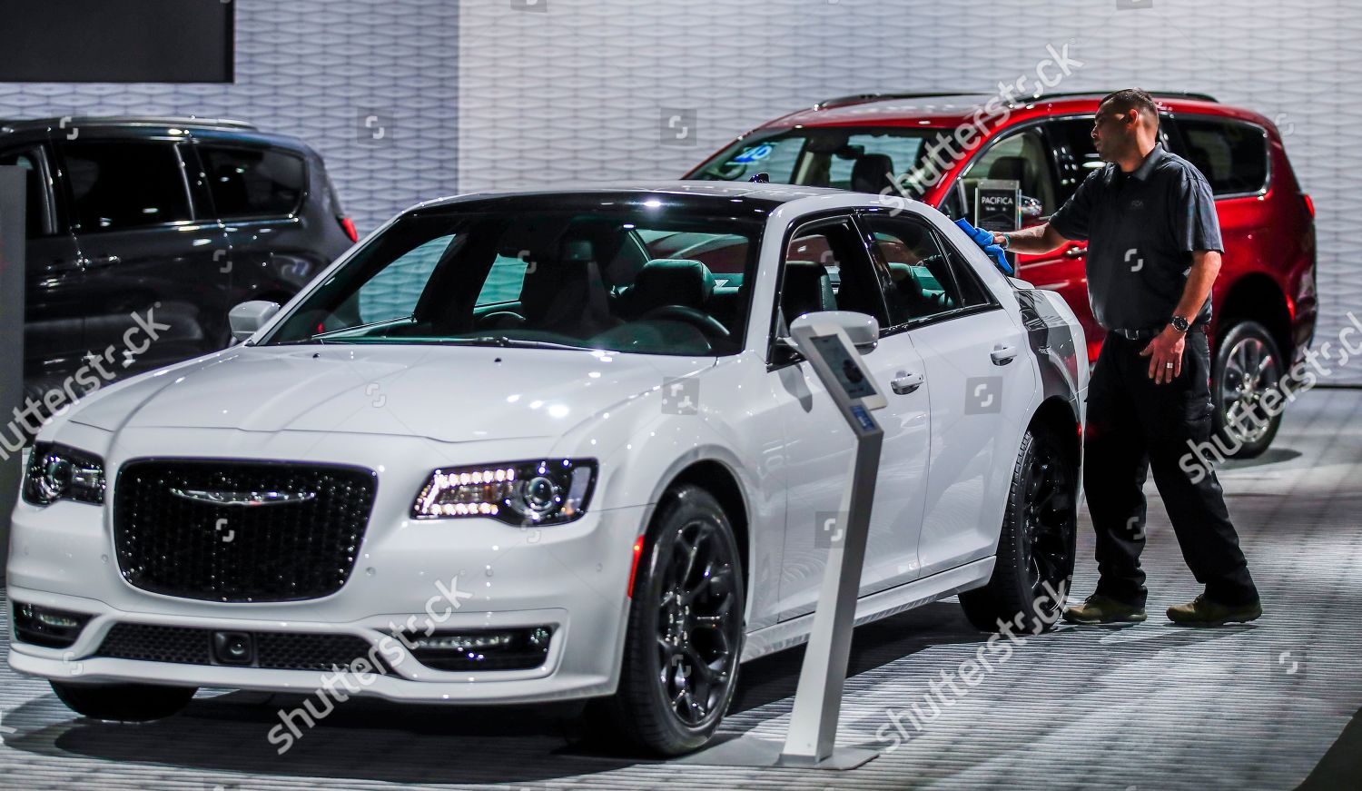 Worker Dusts Off Chrysler 300 Displayed Editorial Stock Photo - Stock ...
