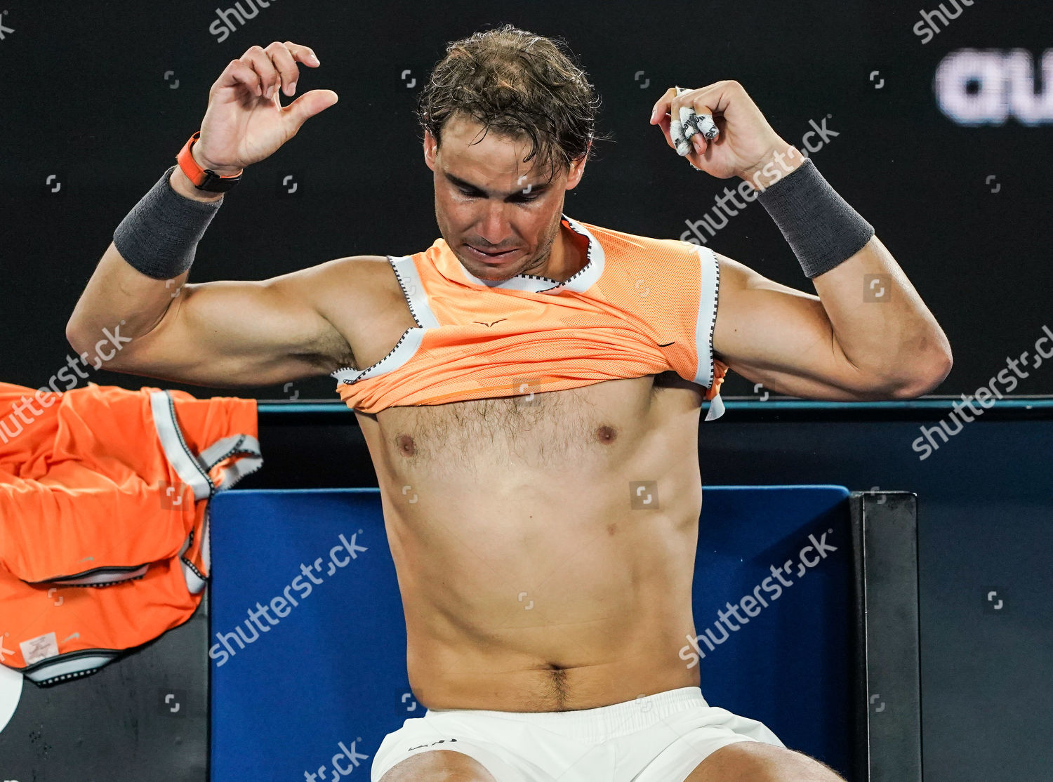 Rafael Nadal Changing Clothes Between Sets Editorial Stock Photo ...