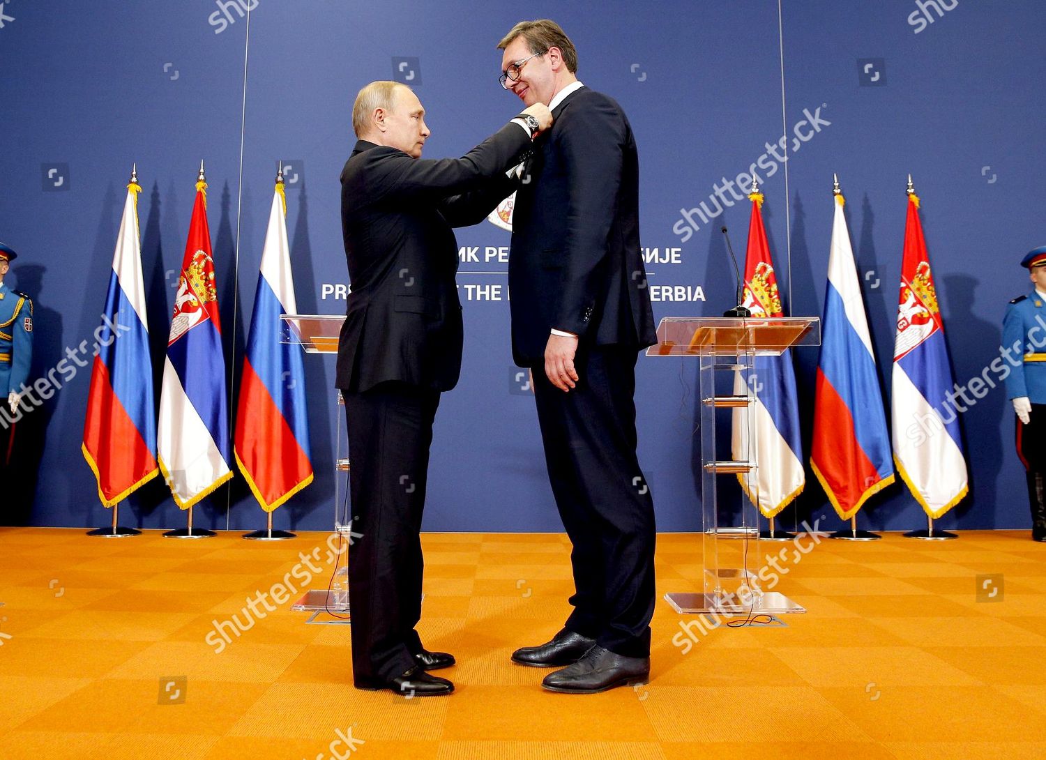 Vladimir Putin President Republic Serbia Aleksandar Editorial Stock ...