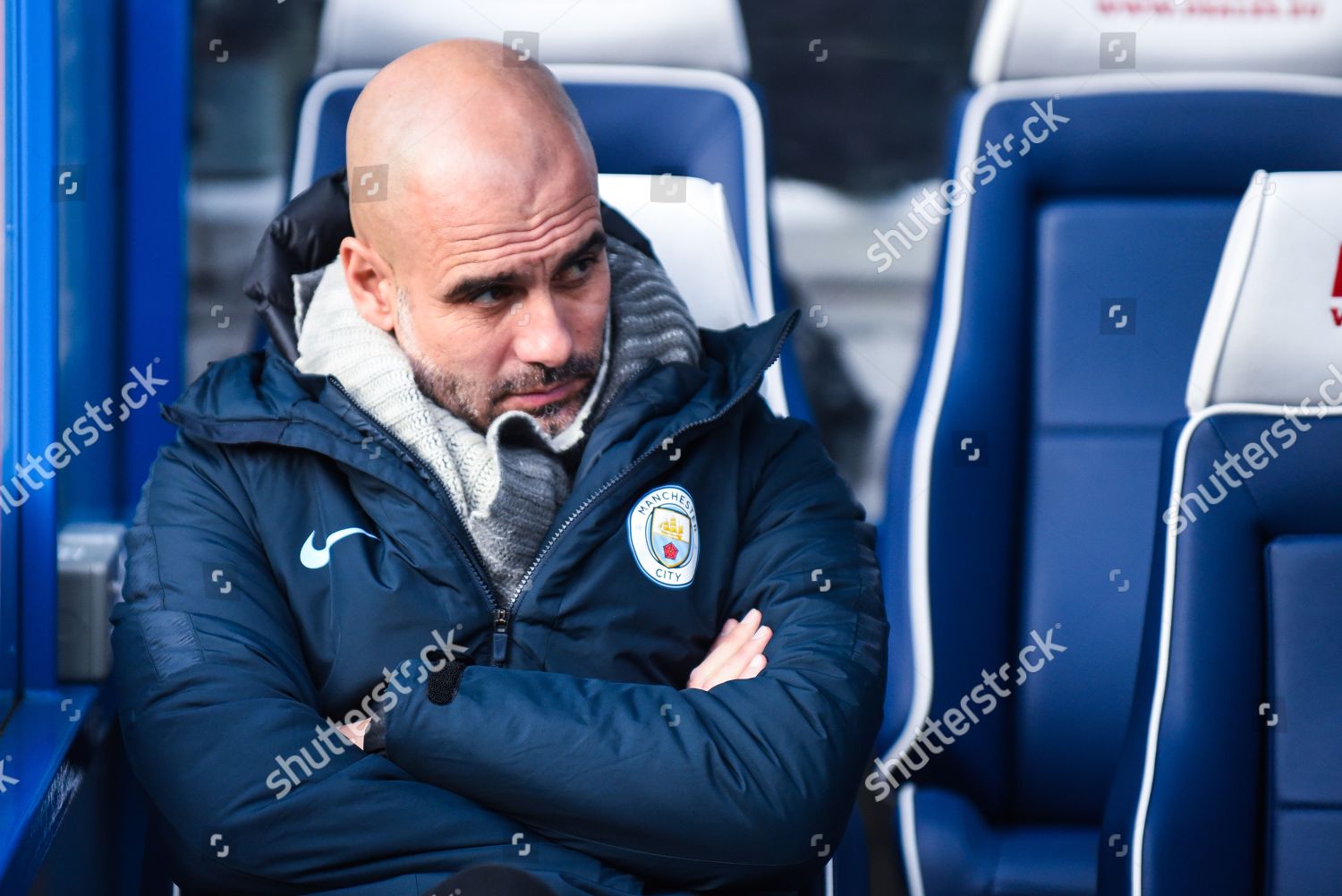 Pep Guardiola Manchester City Manager Sitting Editorial Stock Photo ...