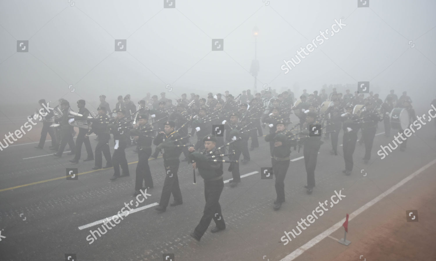 Army Band Seen Amid Fog During Editorial Stock Photo - Stock Image ...