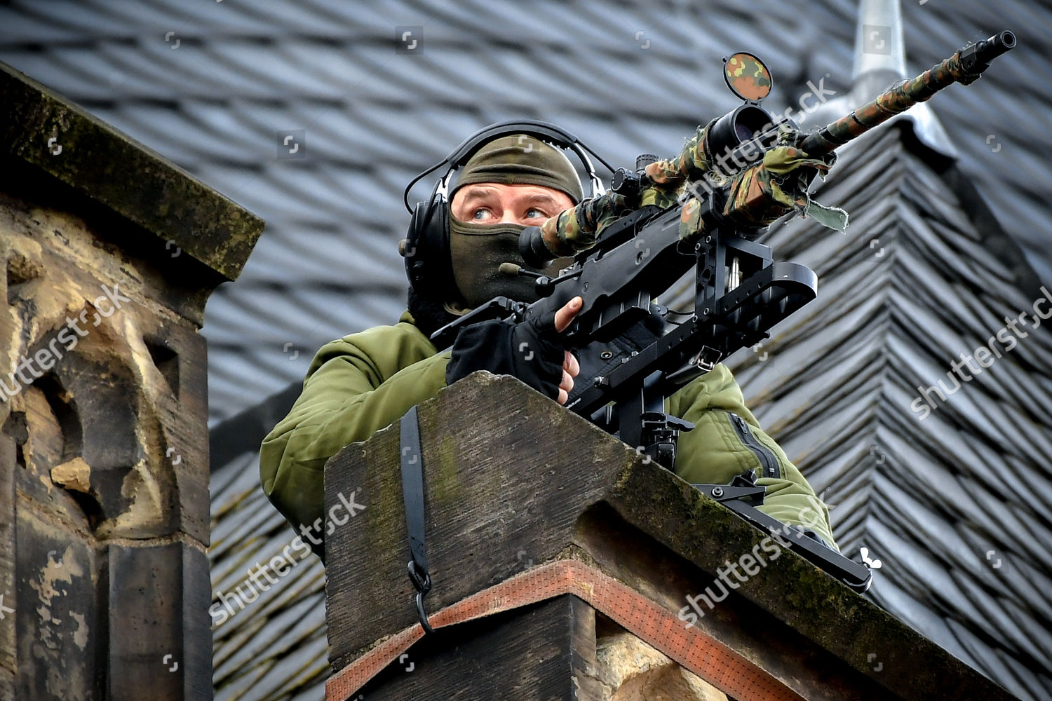 Security Sniper Keeps Watch Roof During Editorial Stock Photo - Stock ...