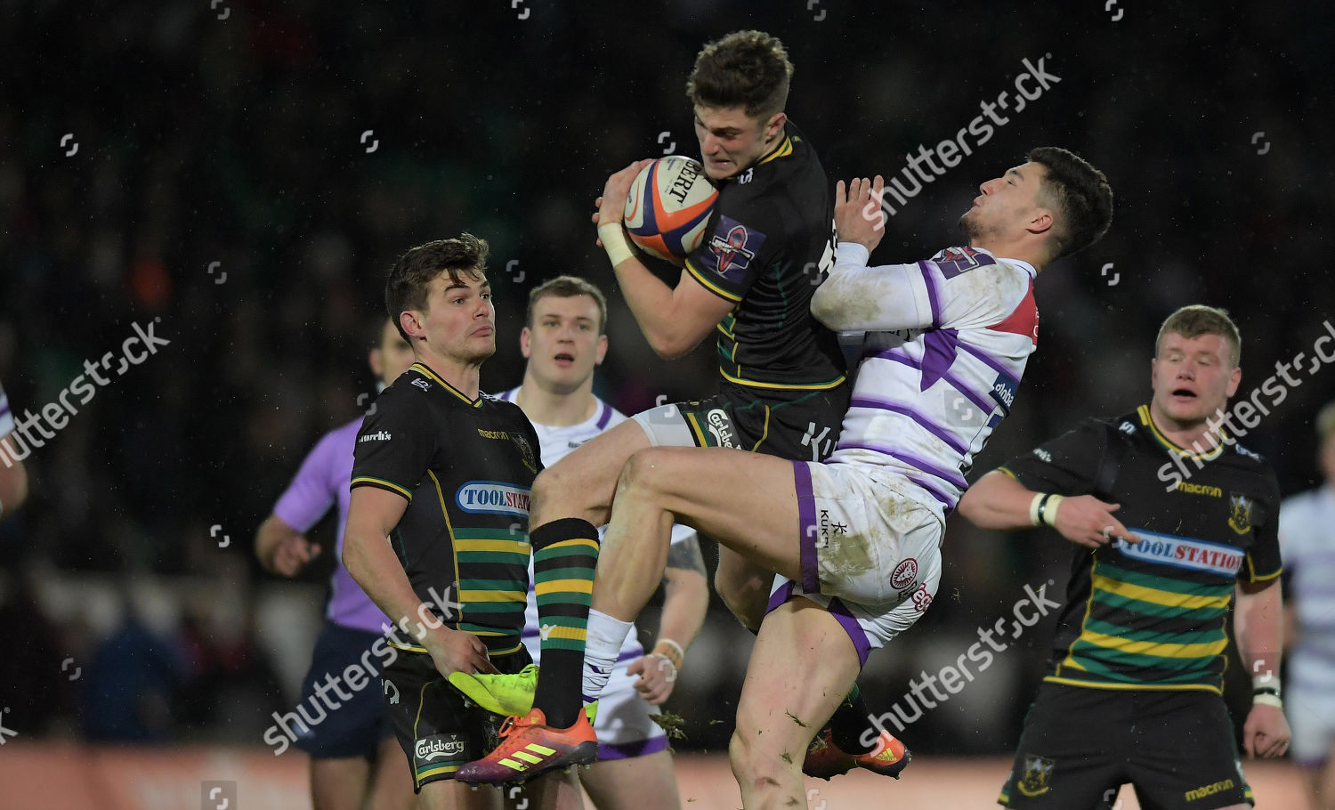 Northamptons James Grayson Out Jumps Leicesters Editorial Stock Photo ...