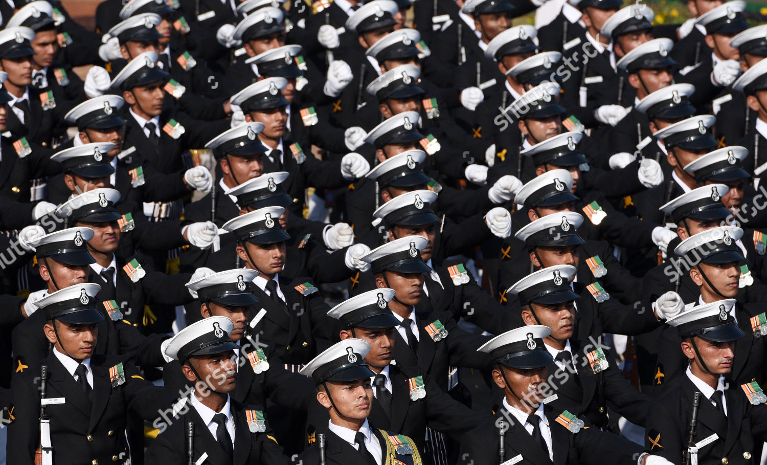 Navy Marching Contingents March Through Saluting Editorial Stock Photo ...