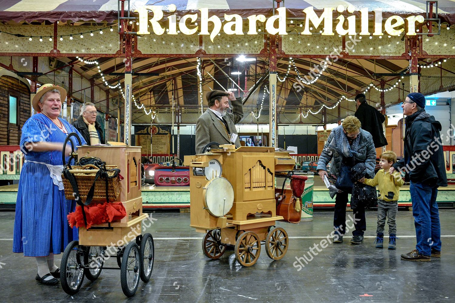 Traditional Organ Grinders Interschau Fair Carnies Editorial Stock ...