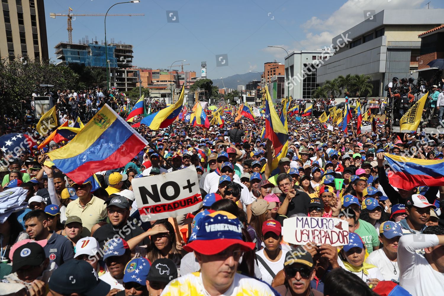 Sympathizers Opposition Wave Venezuelan Flags Hold Editorial Stock ...